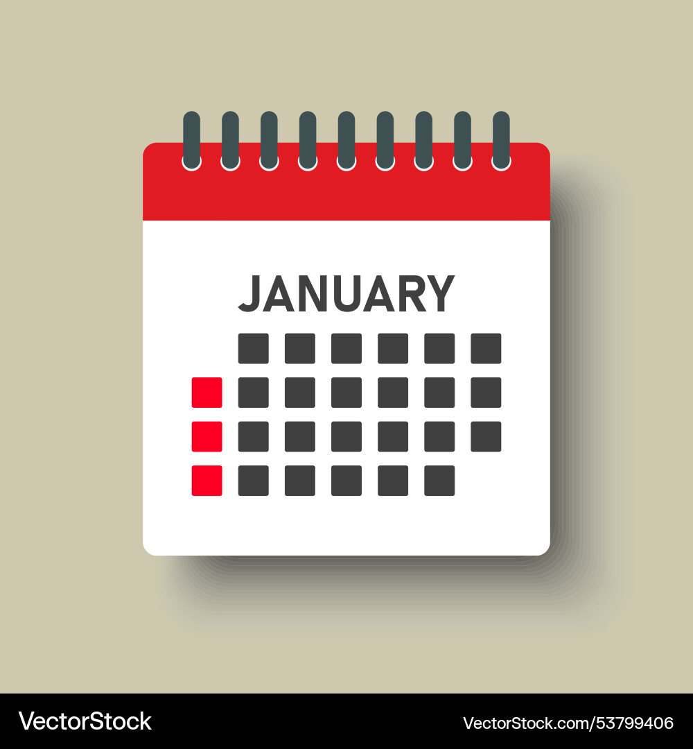 Template icon page calendar month january Vector Image
