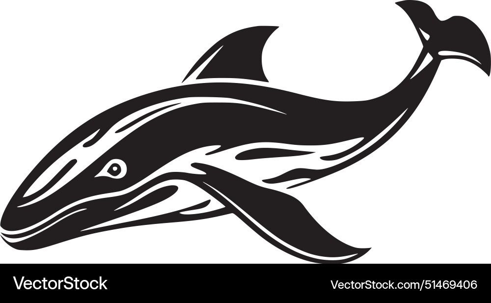 Whale - minimalist and flat logo Royalty Free Vector Image