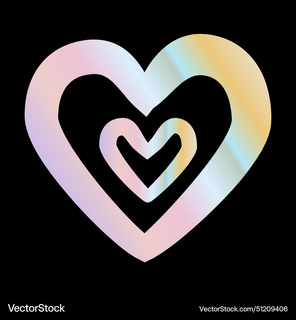Y2k element sticker heart in hologram design Vector Image