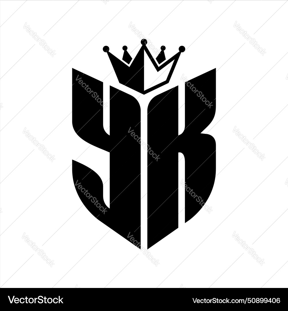 Yk letter monogram with shield shape crown Vector Image