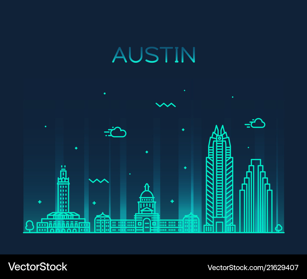 Austin Skyline, Texas Royalty Free Vector Image
