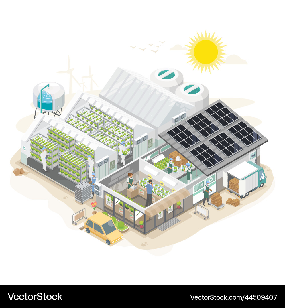 Complete smart plant factory system farming Vector Image
