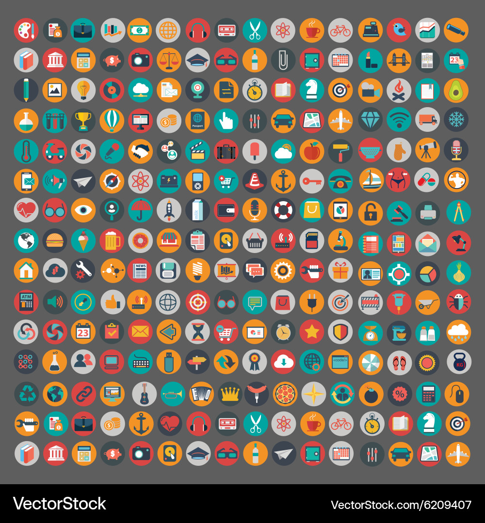 Flat icons design modern big set of various Vector Image