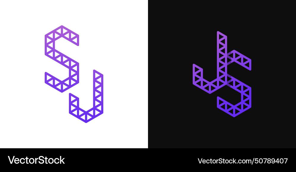 Letters js and sj polygon logo suitable Royalty Free Vector