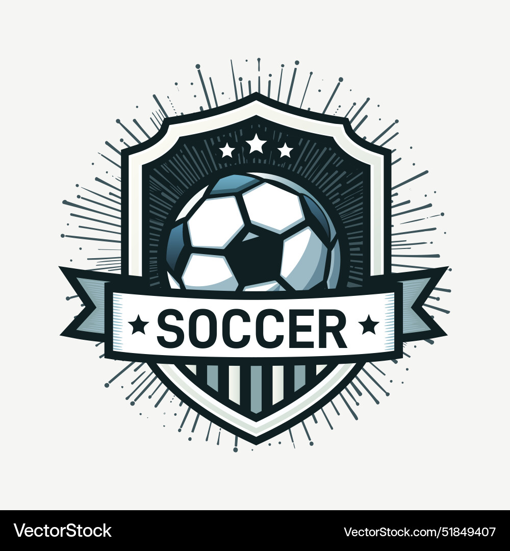 Retro hand drawn soccer logo Royalty Free Vector Image