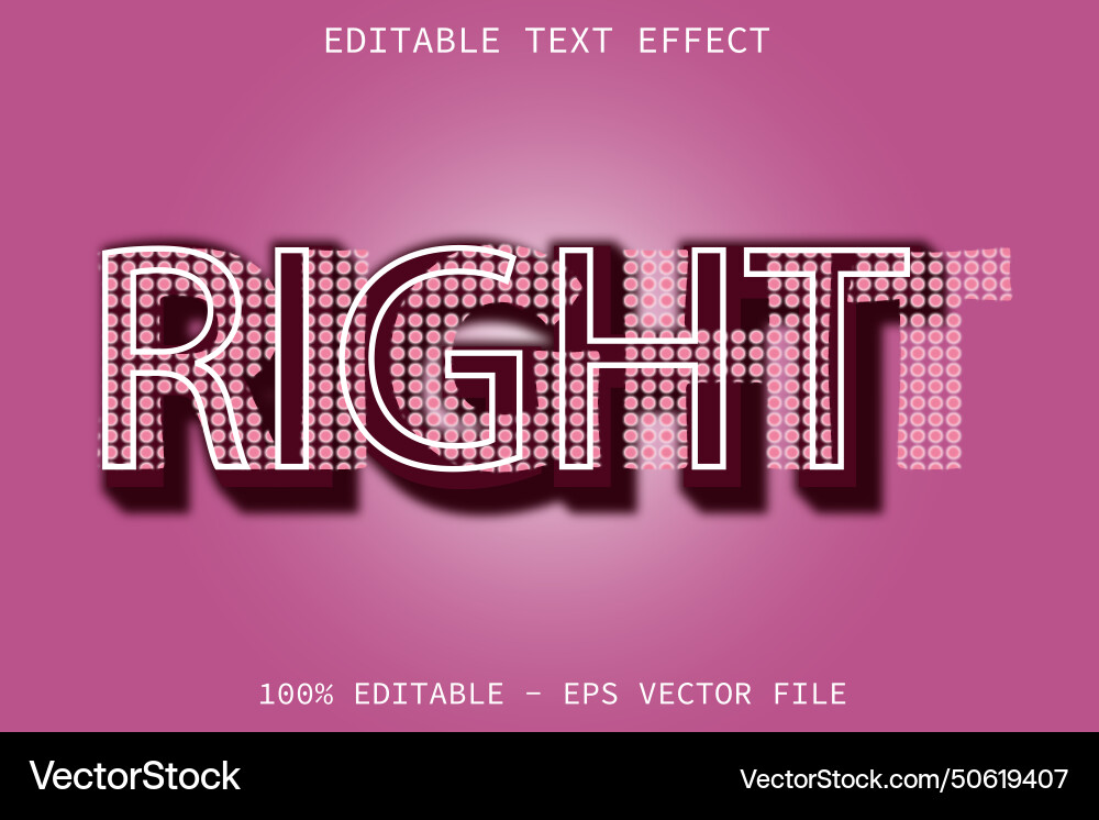 Right editable text effect emboss cartoon style Vector Image
