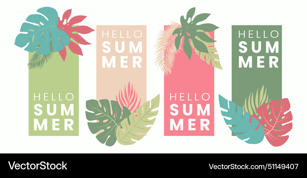 Set of tropical banners creative compositions Vector Image