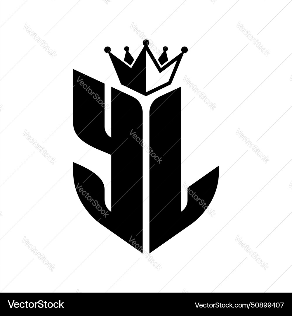 Yl letter monogram with shield shape crown Vector Image
