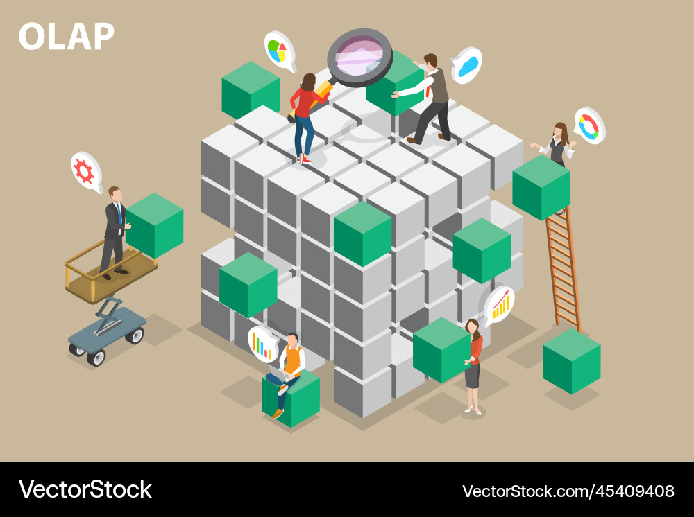 3d isometric flat conceptual Royalty Free Vector Image