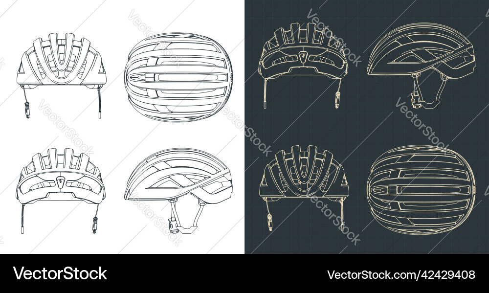 Bike Helmet Blueprint Schematic Royalty Free Vector Image