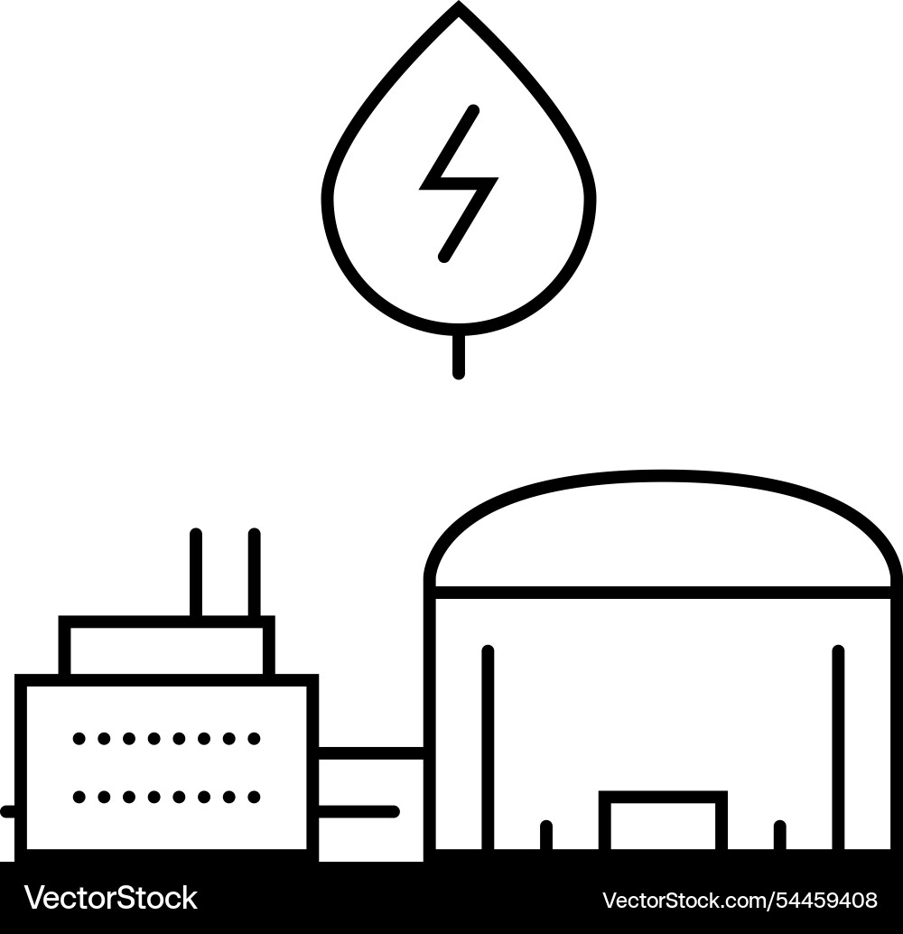 Biogas plant biomass line icon Royalty Free Vector Image