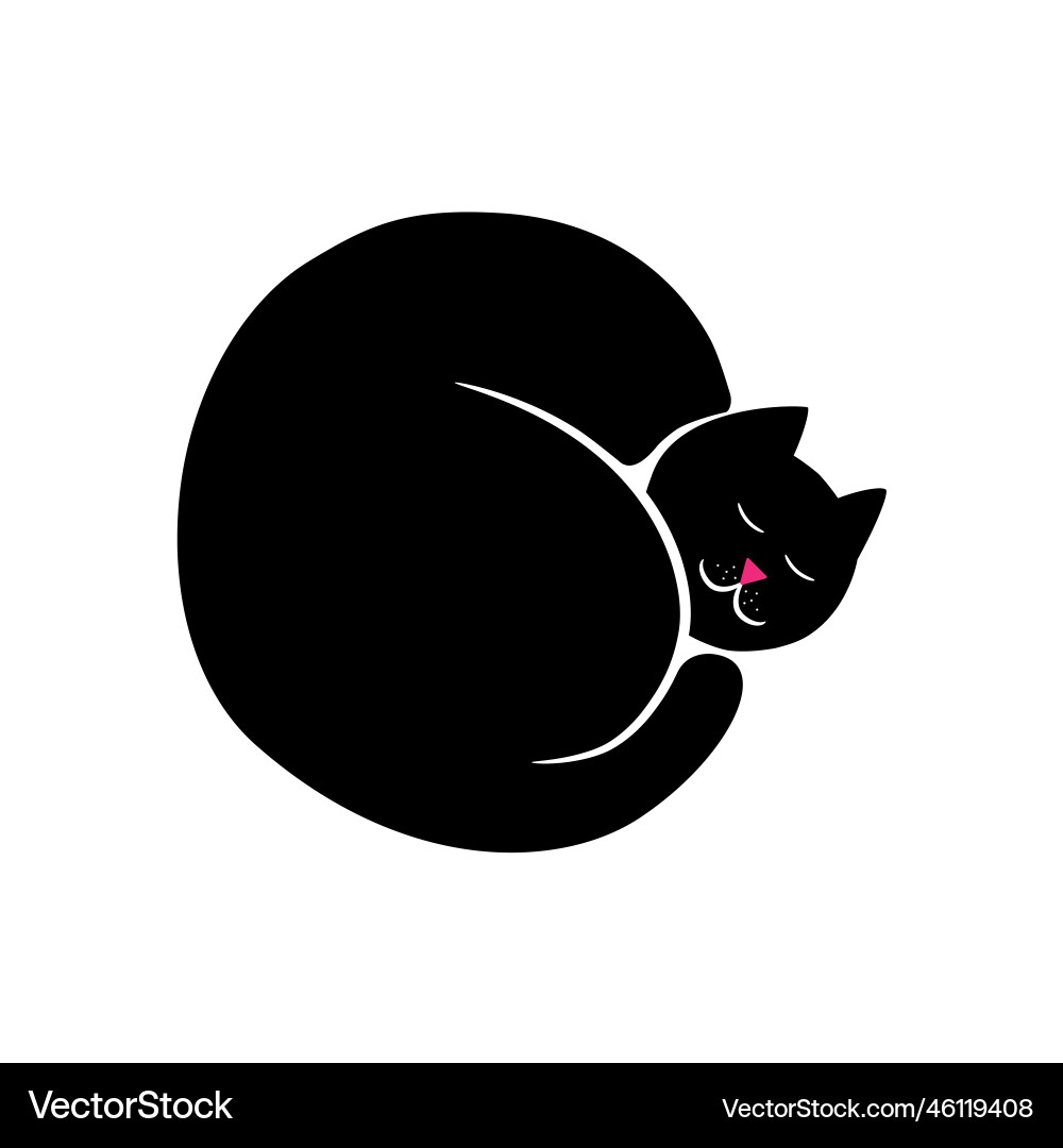 Black cat circle logo simple silhouette Royalty Free Vector