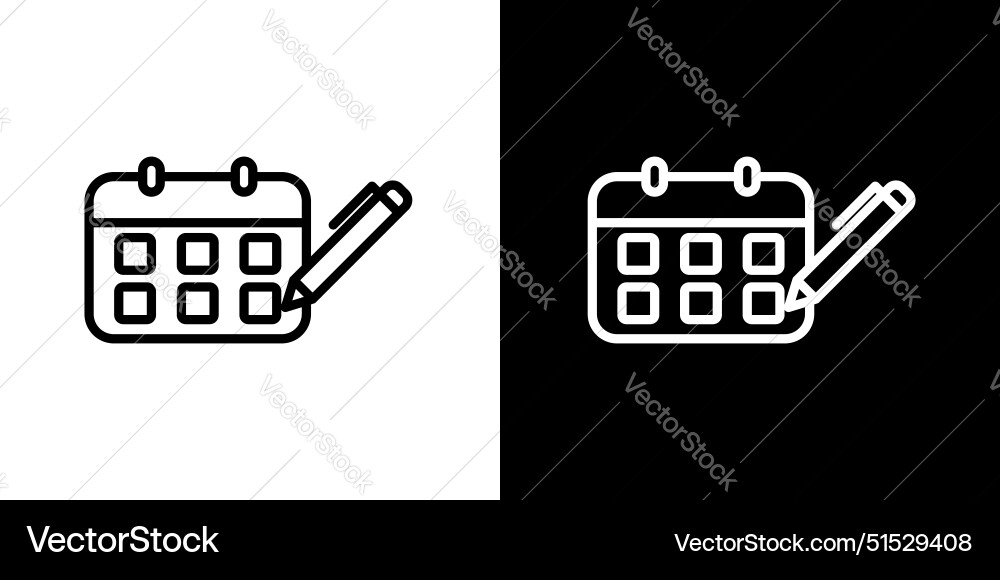 Calendar pen icon set event schedule pictogram Vector Image