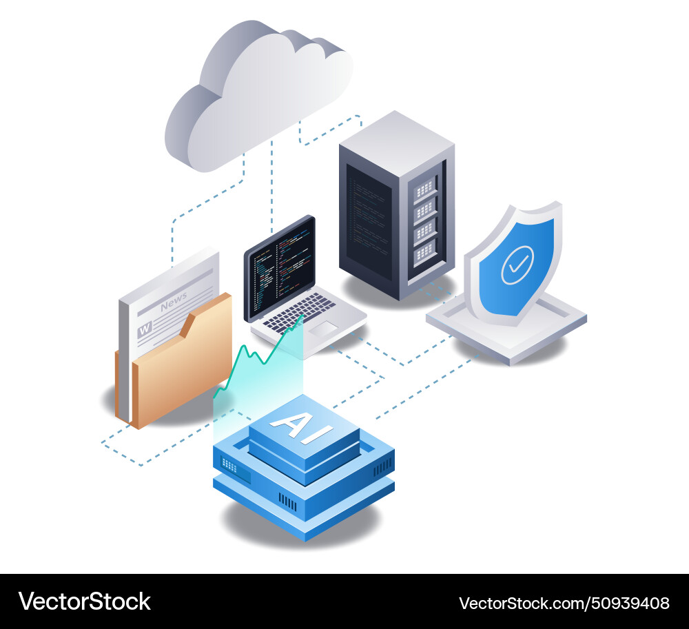 Cloud Server Analyst Web Developer Flat Isometric Vector Image
