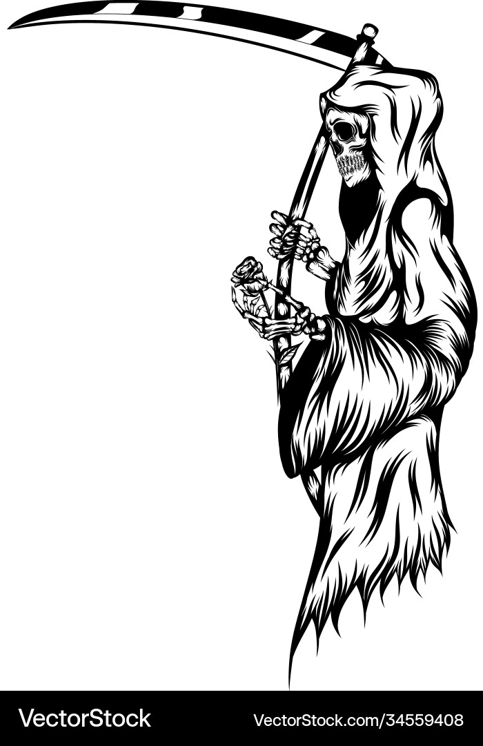 Grim reaper holding flower Royalty Free Vector Image