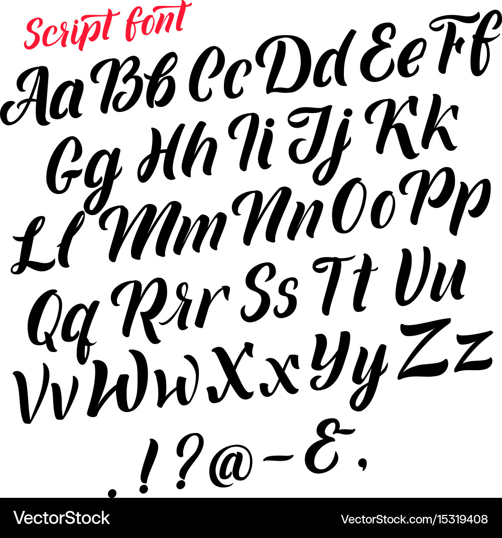 Handwritten latin alphabet cursive black letters Vector Image