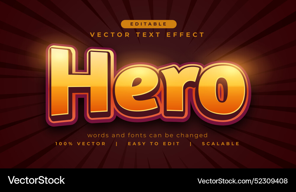 Hero editable text effect font temple Royalty Free Vector