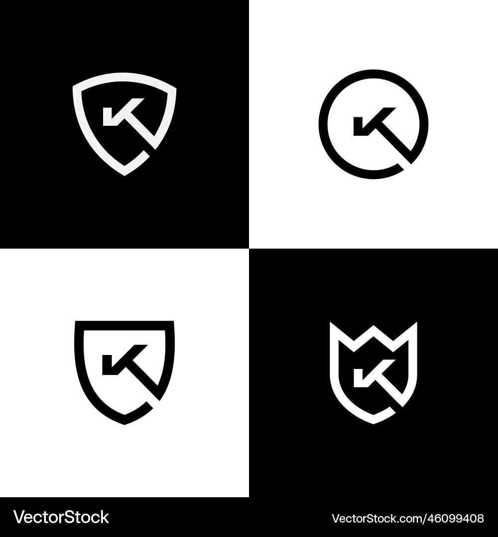 K shield shape monoline minimalist logo design Vector Image