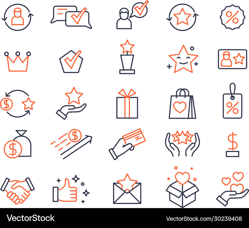 Loyalty program shopping bonus system icons Vector Image