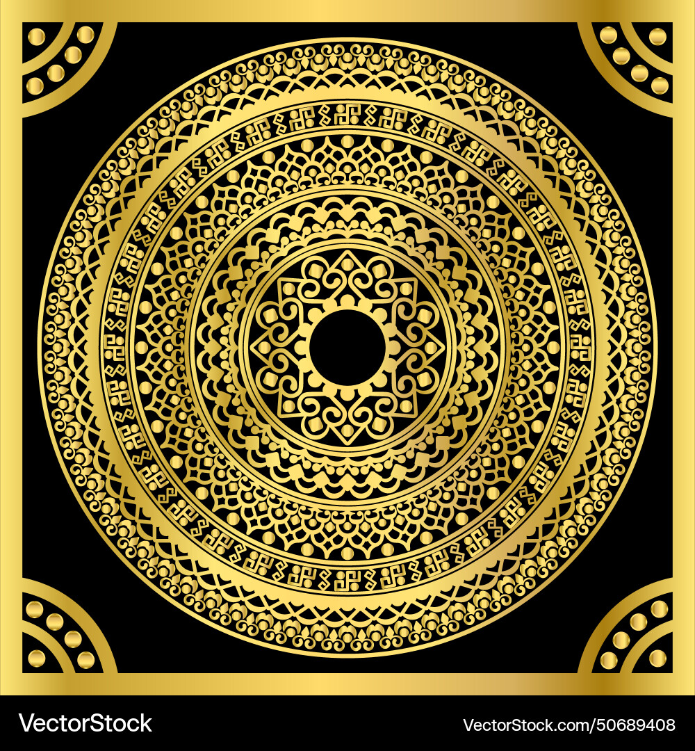 Luxury gold ethnic round ornament Royalty Free Vector Image