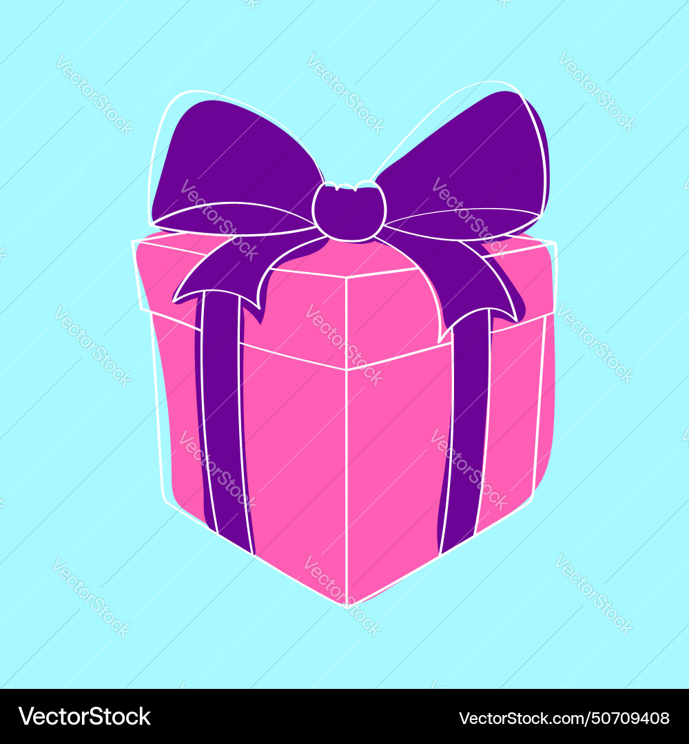 Pink gift box with purple bow Royalty Free Vector Image