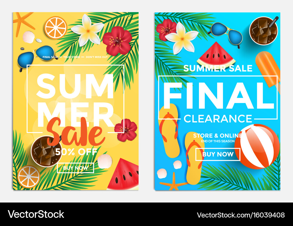 Sale and discount flyers - summer Royalty Free Vector Image
