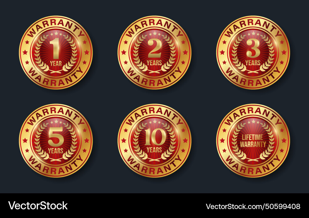 Warranty or guarantee gold badge Royalty Free Vector Image