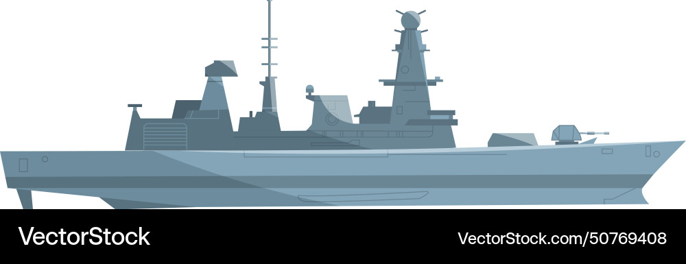 Warship side view cartoon icon armed boat Vector Image