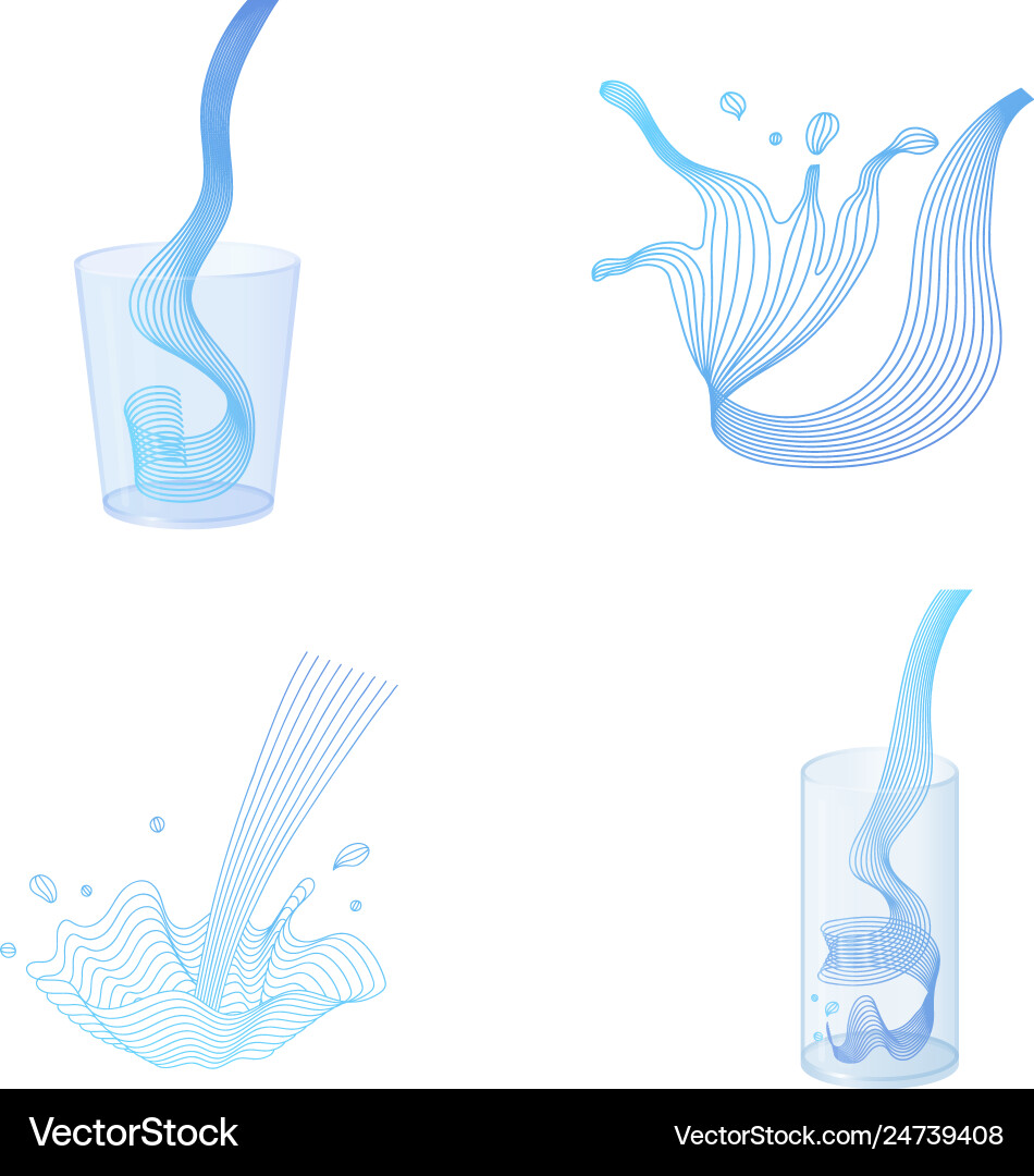 Water splash pour in glass set Royalty Free Vector Image