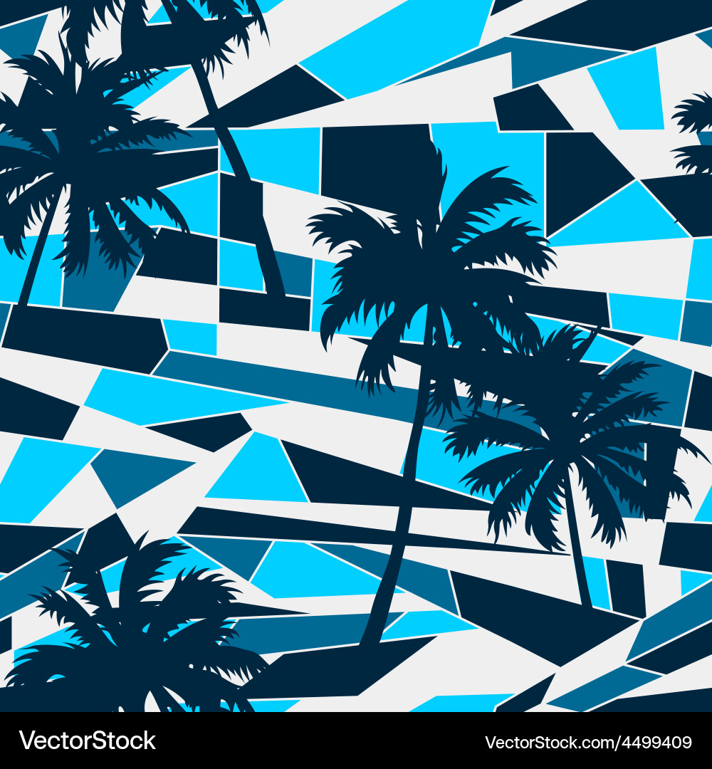 Abstract surf pattern with palm trees seamless Vector Image