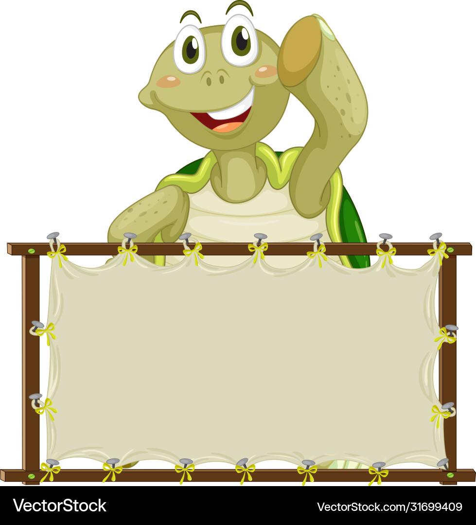 Board template with cute turtle on white Vector Image