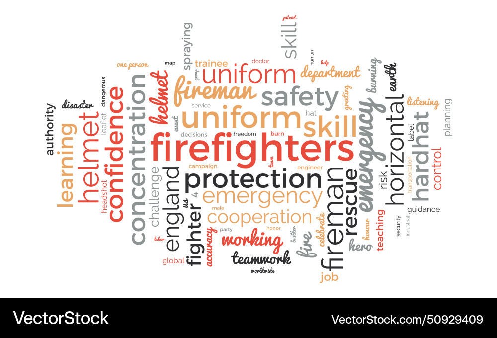 Firefighters day word cloud template career Vector Image