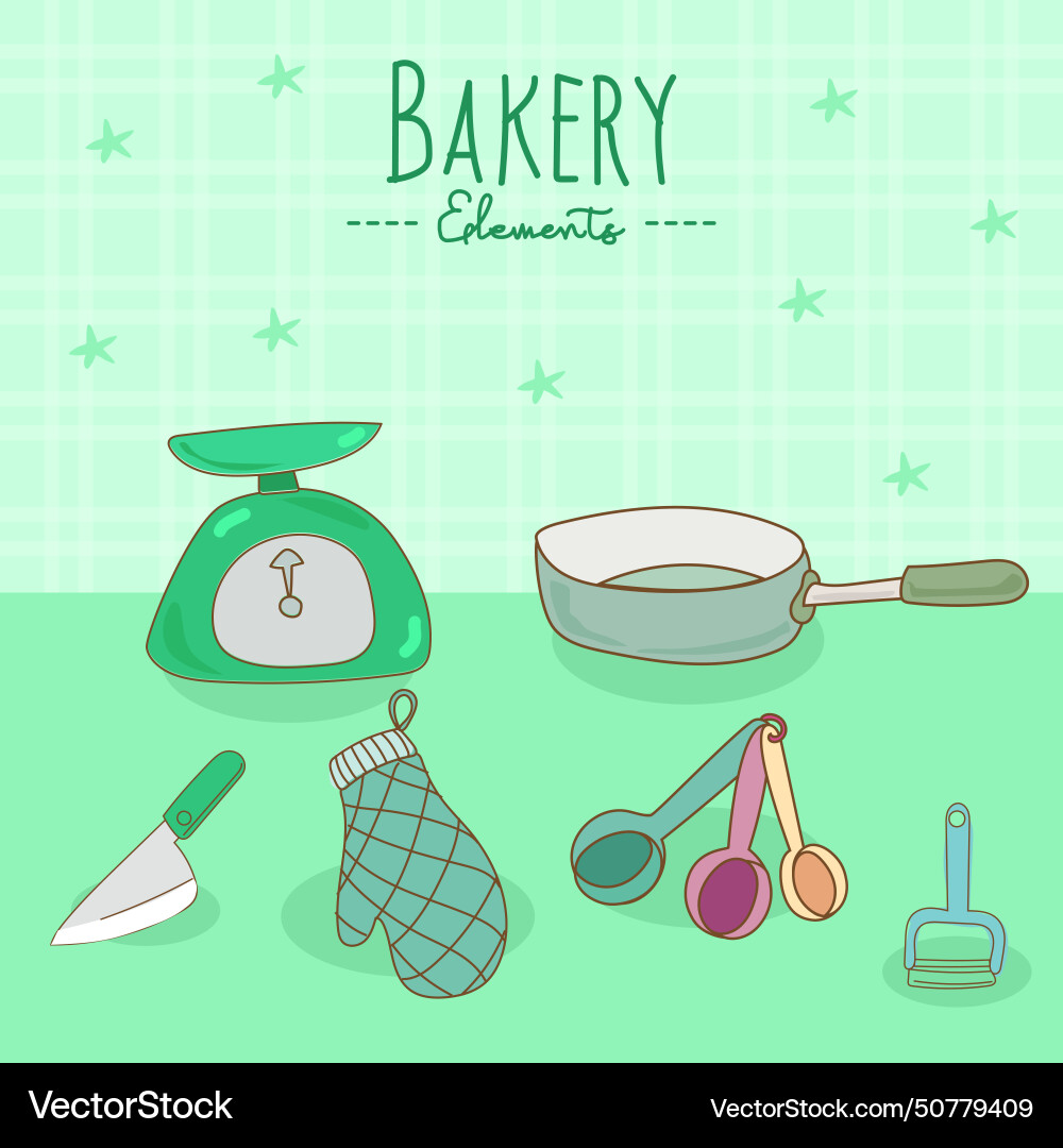 Kitchen utensils and bakery tools doodle Vector Image