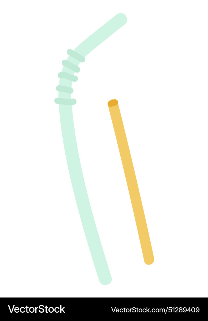 Plastic and bamboo straws in flat design reusable Vector Image