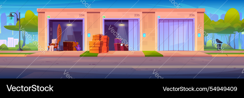 Self storage exterior design Royalty Free Vector Image