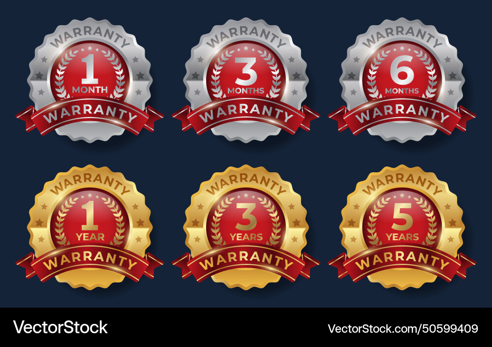 Warranty or guarantee gold badge Royalty Free Vector Image
