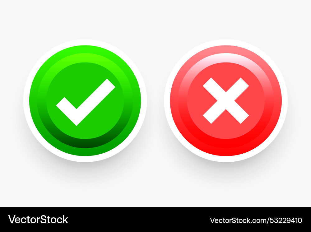 3d style yes and no check mark sign design Vector Image