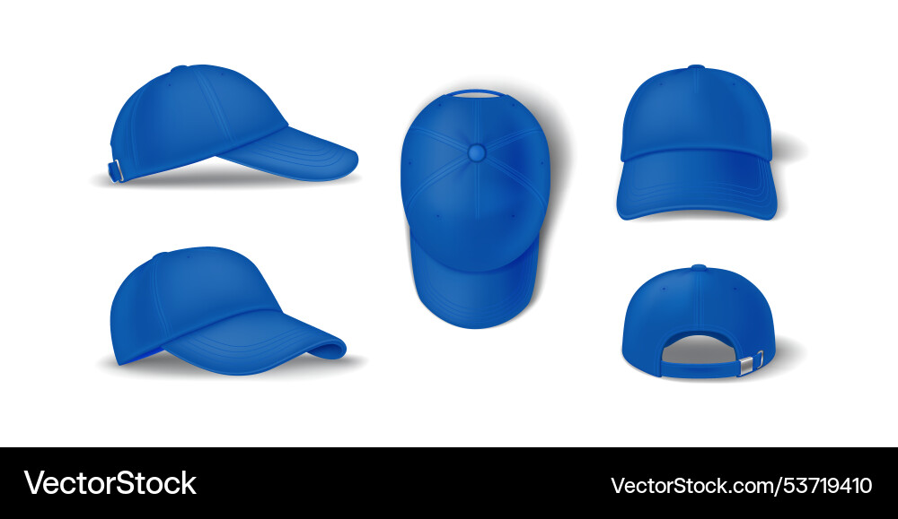 Casual blue baseball cap mockup template Vector Image