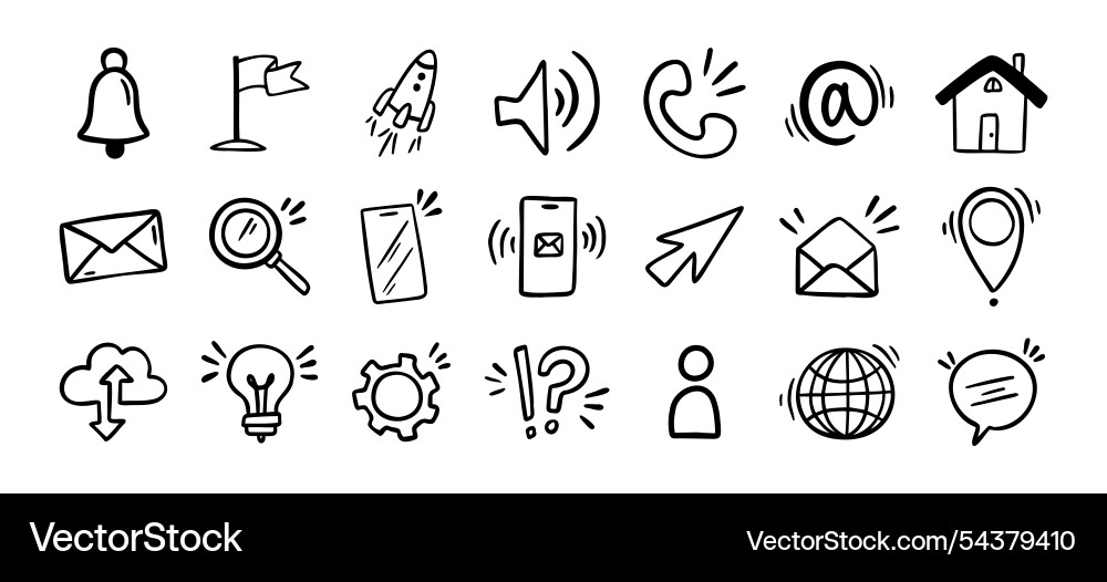 Contact doodle hand drawn icon isolated Royalty Free Vector