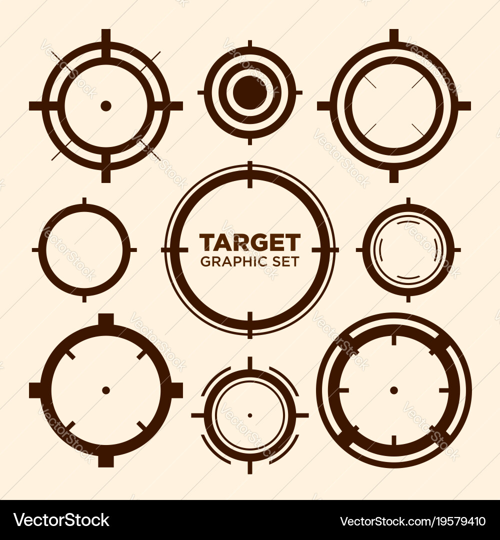 Crosshair Ziel Grafik-Icon-Set Lizenzfreies Vektorbild