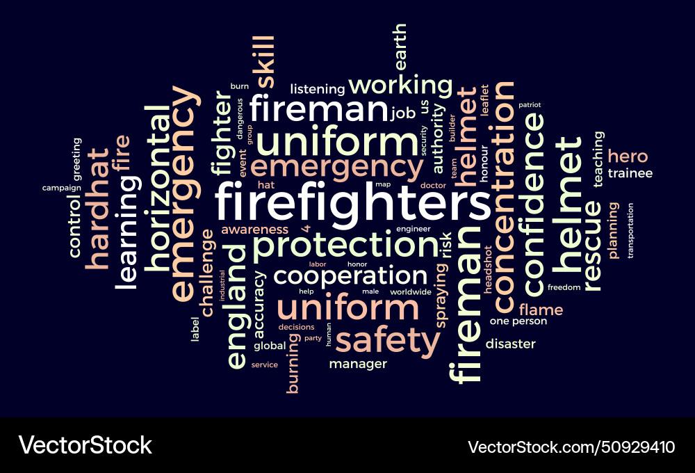 Firefighters day word cloud template career Vector Image