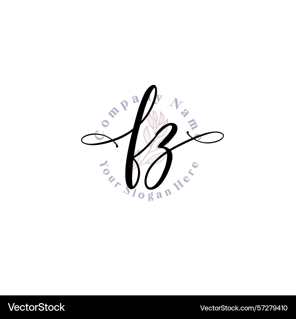 Floral monogram logos with fz initials Royalty Free Vector