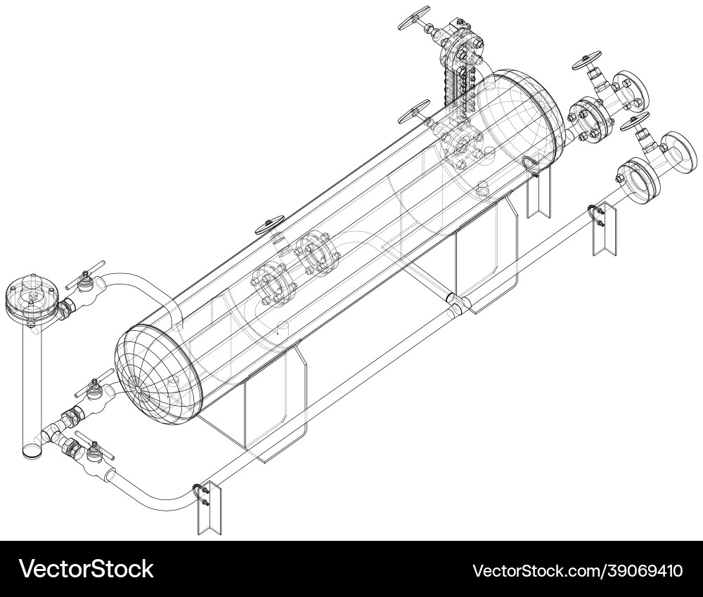 Industrial tank with valves Royalty Free Vector Image