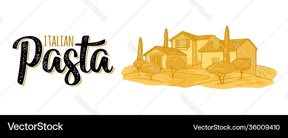 Italian pasta calligraphic handwriting lettering Vector Image
