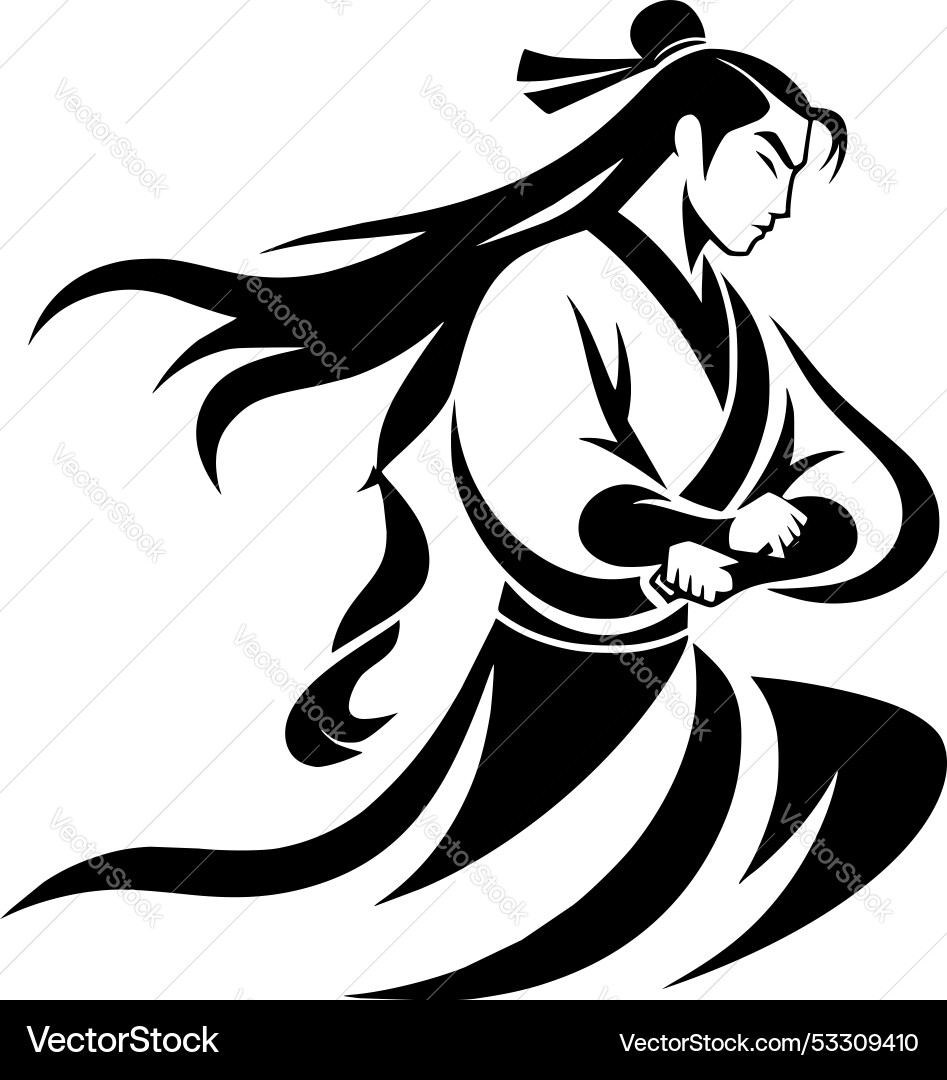Legendary hero mulan black and white Royalty Free Vector