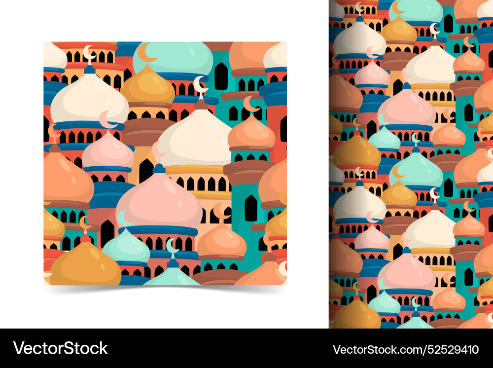 Minaret islamic seamless pattern with flat style Vector Image