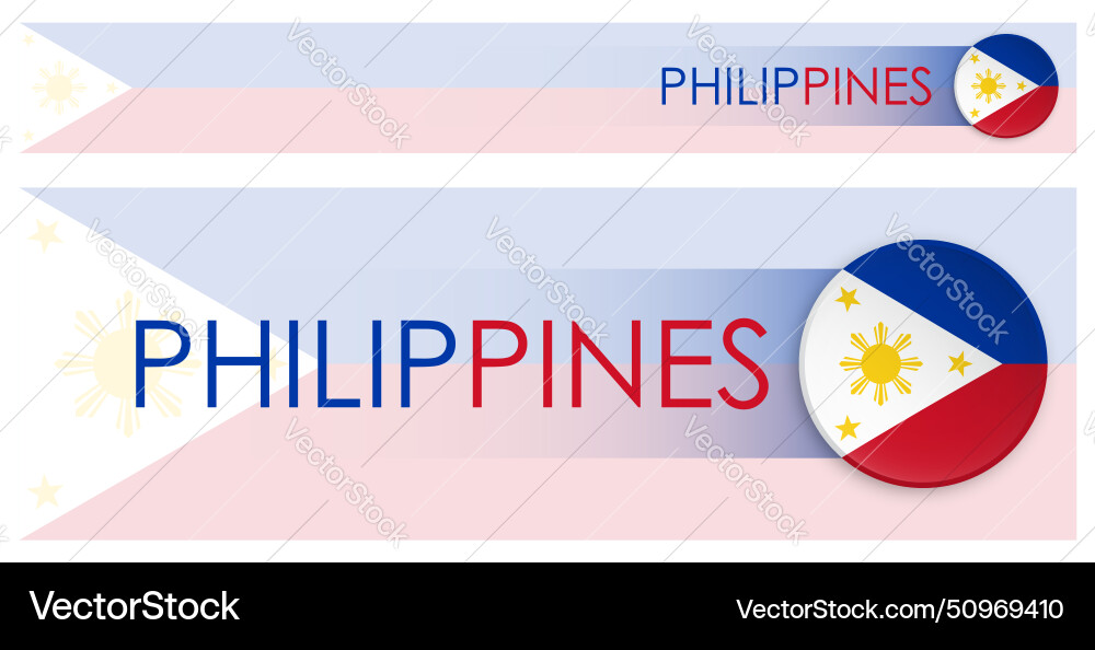 Philippine flag horizontal web banner in modern Vector Image