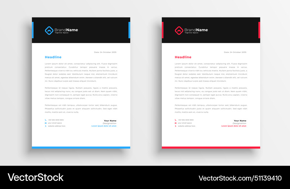 Set of two official letterhead layout Royalty Free Vector