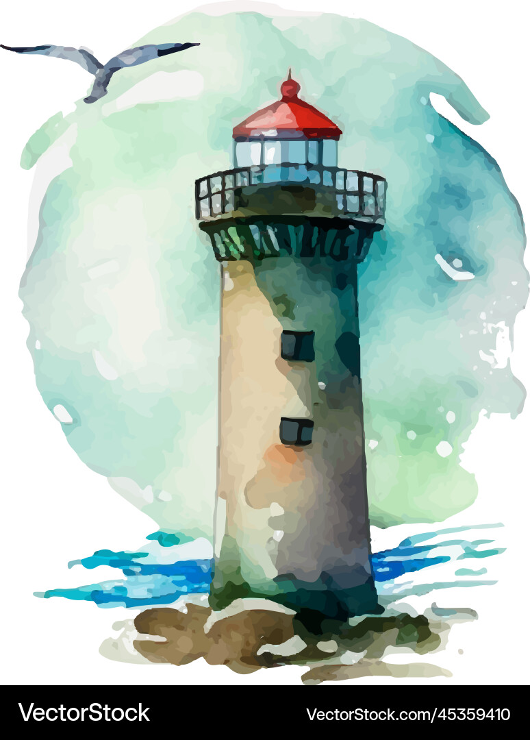 Watercolor lighthouse isolated Royalty Free Vector Image