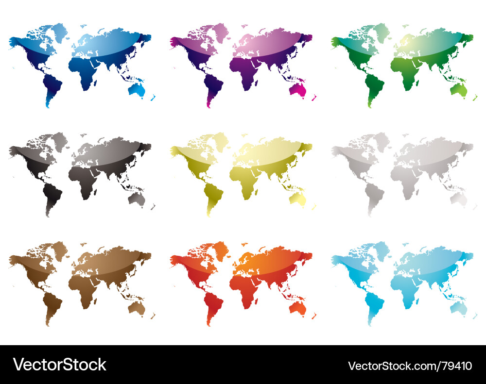 World map nine Royalty Free Vector Image - VectorStock